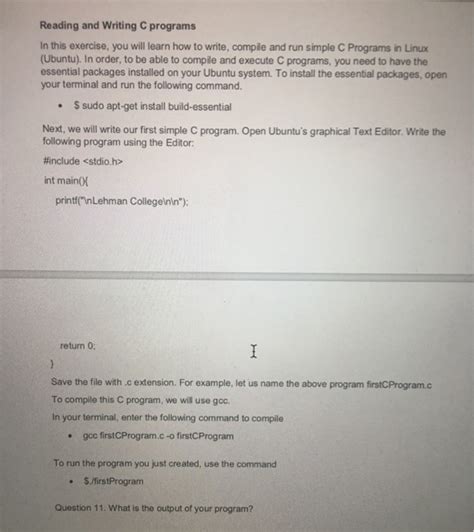 Solved Reading And Writing C Programs In This Exercise You