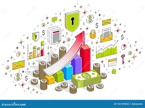 Success And Income Increase Concept Growth Chart Stats Bar With Stock Vector Illustration Of