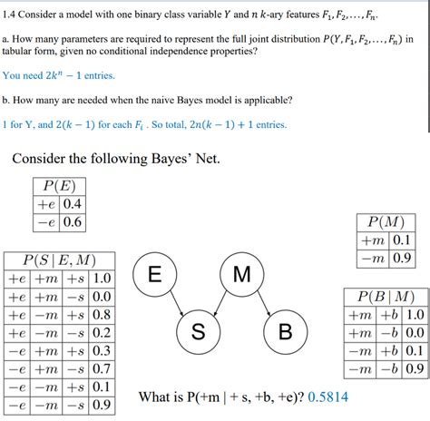 Solved 14 Consider A Model With One Binary Class Variable Y