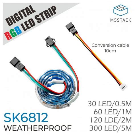 m5stack weatherproof sk6812 rgb led strip 60 leds 1m m5stack a093 b