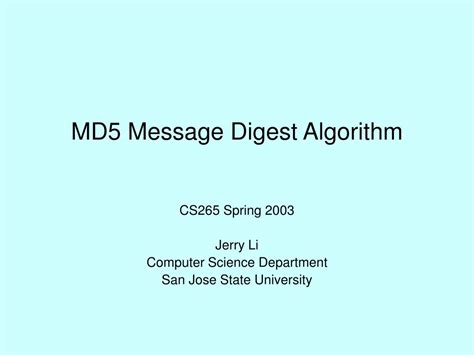 Ppt Md5 Message Digest Algorithm Powerpoint Presentation Free