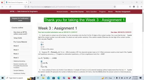 data science for engineers nptel swayam course week 3 assignment