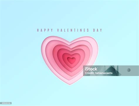 심장 종이 멀티 레드와 핑크 색상 레이어 컷 해피 발렌타인 데이 인사말 개념에 대한 스톡 벡터 아트 및 기타 이미지 개념