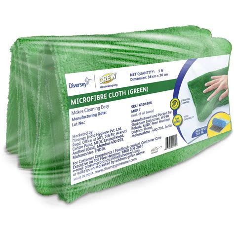 Diversey Crew™ Microfiber Cloth Green Set Of 5 Emille