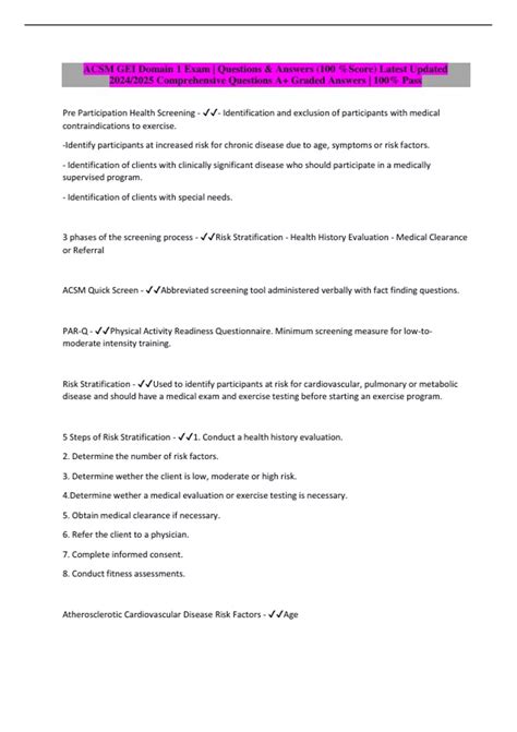 Acsm Gei Domain 1 Exam Questions And Answers 100 Score Latest Updated 2024 2025 Comprehensive