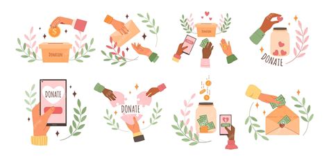 premium vector send donation hands contributing money by online