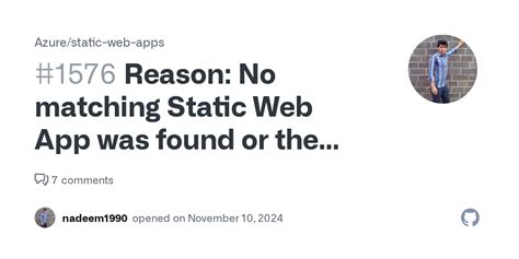 Reason No Matching Static Web App Was Found Or The Api Key Was Invalid