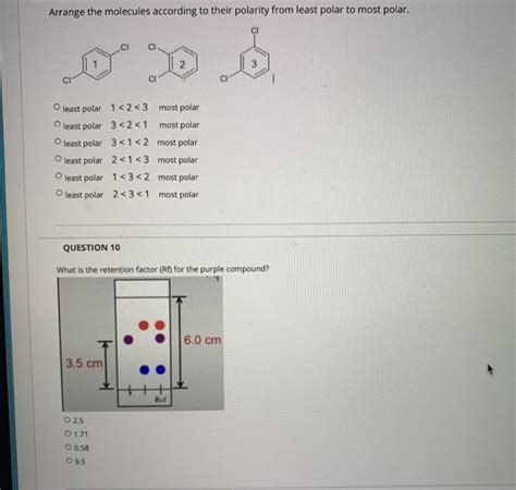 Solved Arrange The Molecules According To Their Polarity
