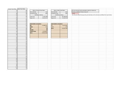HW Stats Pulse Rates Intermediate Calculation Female Pulse Rates Male Pulse Rates