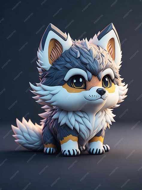 Premium Photo Cute Tiny Hyper Realistic Anime Wolf Adorable And