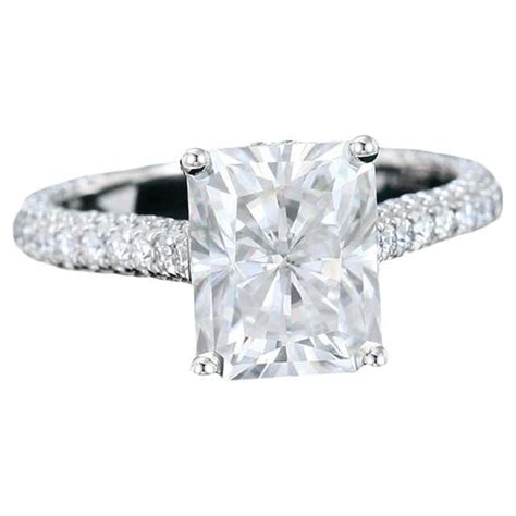 J Birnbach 208 Carat D Vs1 Radiant Cut Diamond Pave Solitaire Ring