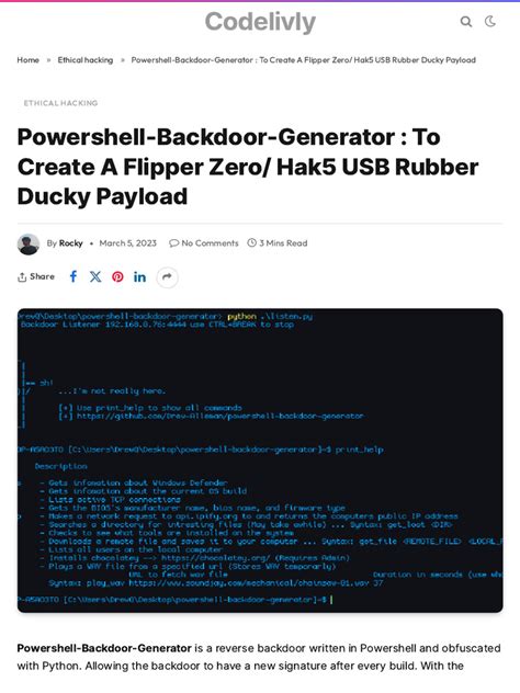 powershell backdoor generator to create a flipper zero hak5 u pdf