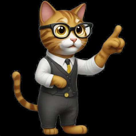 Nerd Cat Pointing His Finger Towards The Sky Emoji AI Emoji Generator