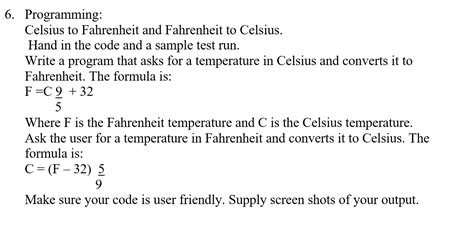 6 Programming Celsius To Fahrenheit And Fahrenheit