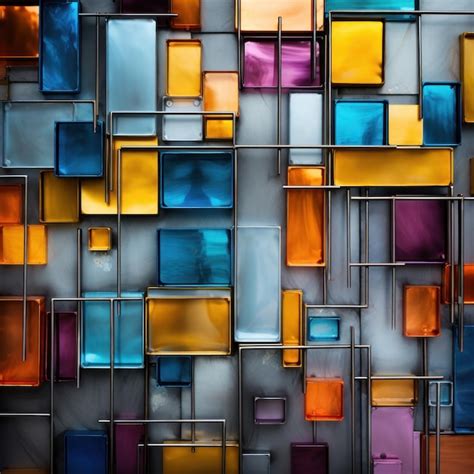 Premium Photo Abstract Colors And Geometric Shapes On A Wall In The Style Of Metallic