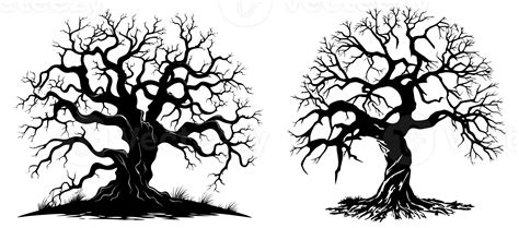 Naked Scary Tree Silhouette Winter Trees With Bare Branches Generative AI 27248091 PNG