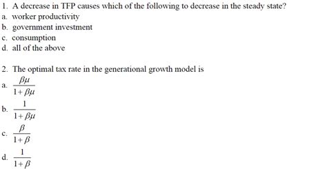 Solved A Decrease In TFP Causes Which Of The Following To Chegg