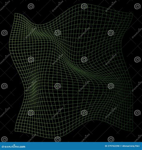 Distorted Neon Grid Pattern Wireframe Wave Geometry Grid Warped Mesh