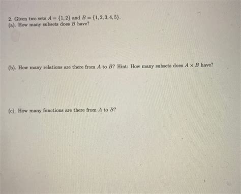 Solved 2 Given Two Sets A 1 2 And B 12345