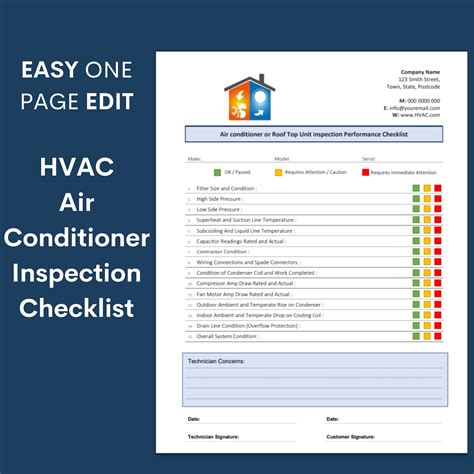 Air Conditioning Hvac Inspection Checklist Pdf Ms Word Template File