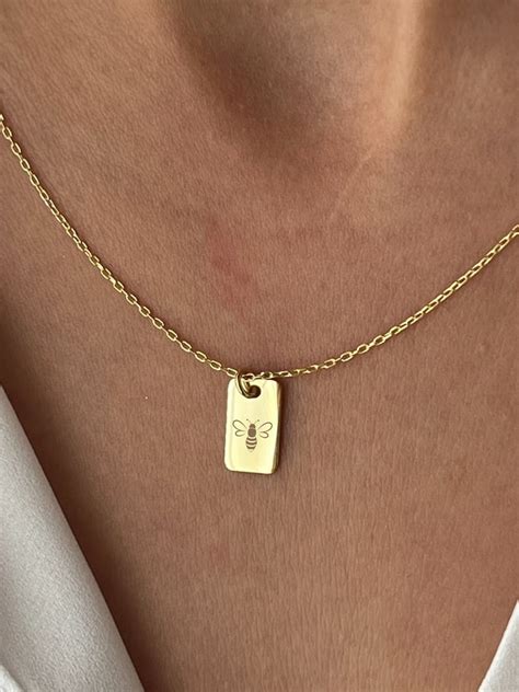 Bee Necklace • 925 Silver Jewelry • Bumblebee Necklace • 14k Gold