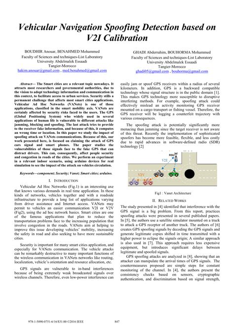 Pdf Vehicular Navigation Spoofing Detection Based On V2i Calibration
