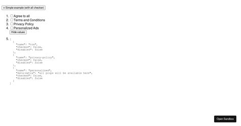 grouped checkboxes forked codesandbox