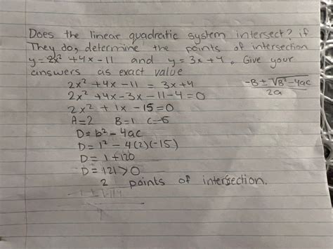 Solved Does The Linear Quadratic System Intersect Ifthey