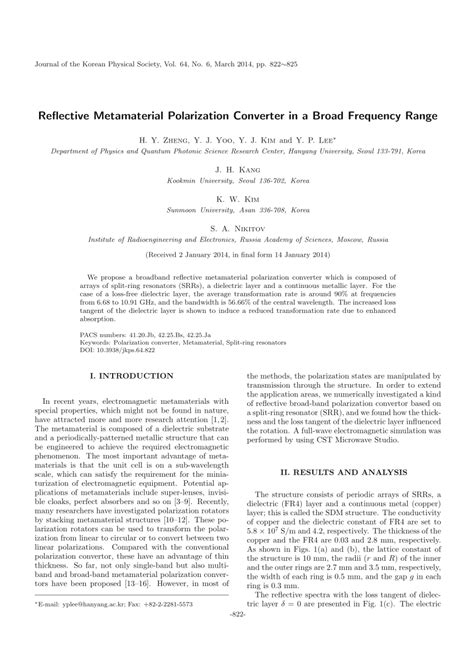 Pdf Reflective Metamaterial Polarization Converter In A Broad Frequency Range