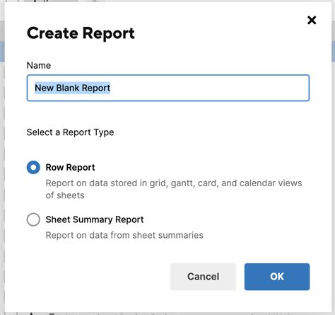 build a row report smartsheet learning center