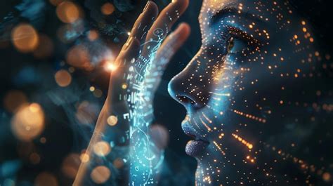 Premium Photo Futuristic Augmented Reality Technology Illuminating Womans Face