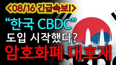수요일 속보 한국 Cbdc 테스트 돌입 내년부터 발행 시작 Youtube