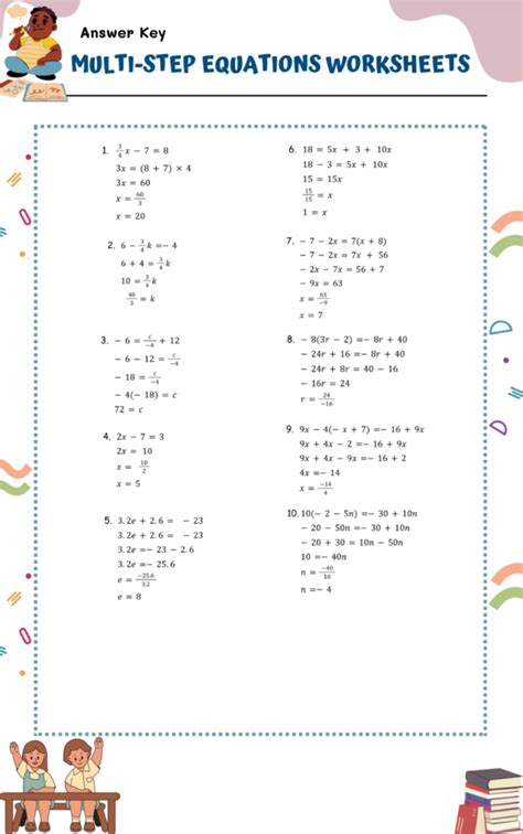 Multi Step Equations Worksheet Pdf