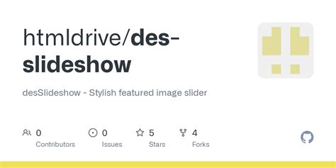 GitHub Htmldrive Des Slideshow DesSlideshow Stylish Featured Image Slider