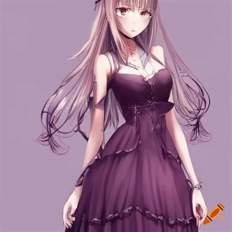 Elegant Long Dress Anime Girl Style On Craiyon