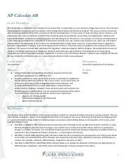 AP Calc AB Overview Pdf AP Calculus AB Course Description AP Calculus AB Is A Comprehensive