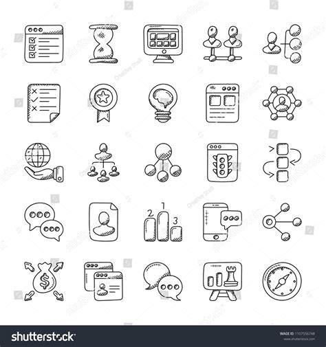 Project Management Doodle Icons Set Stock Vector Royalty Free 1107556748 Shutterstock