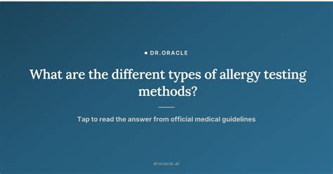 What Are The Different Types Of Allergy Testing Methods