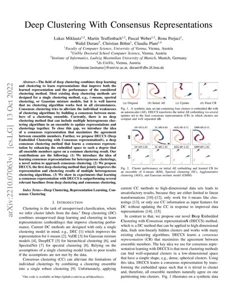 Deep Clustering With Consensus Representations Deepai