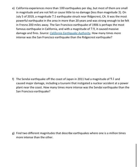 Solved Problem 3 The Richter Scale Is A Logarithmic Function