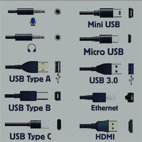 Various Types Of Usb Cables And Connectors