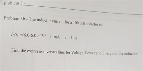 solved problem 3 b the inductor current for a 100mh