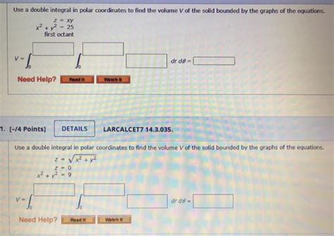 solved use a double integral in polar coordinates to find