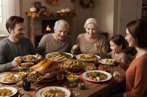 Cena En Familia Celebración En Familia Compartir La Cena De Acción De