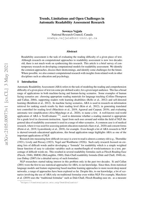 Pdf Trends Limitations And Open Challenges In Automatic Readability