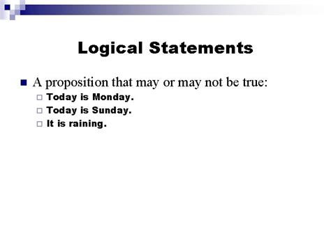 Boolean Algebra Logical Statements A Proposition That May