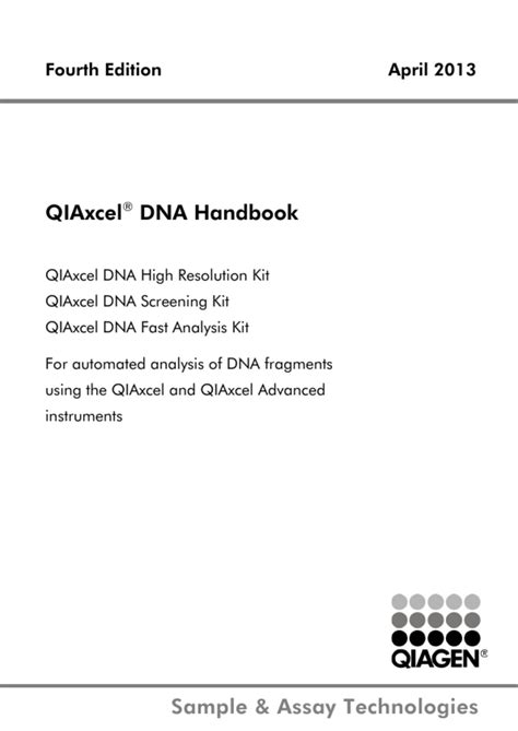 Qiaxcel Dna Handbook 4th Edition April 2013 Pdf Download