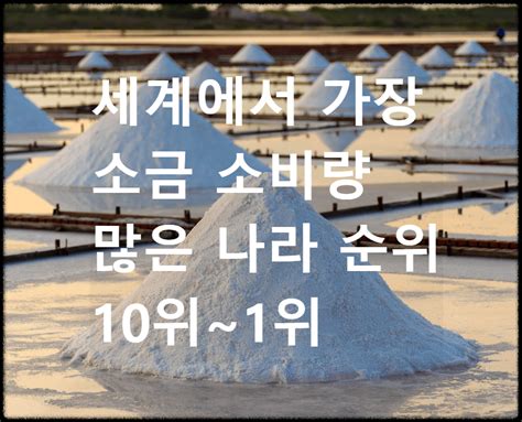 세계에서 가장 소금 소비량이 많은 나라 순위 10위부터 1위까지