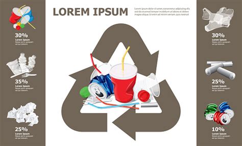 벡터 정보 차트 또는 인포그래픽 재활용 기호입니다 다른 재활용 쓰레기의 개념적 이미지 등측투영법에 대한 스톡 벡터 아트 및 기타