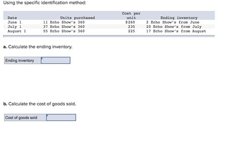 solved using the specific identification method date june 1
